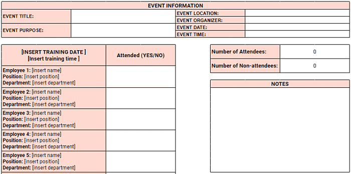 Employee Training Record Spreadsheet Template MS Excel Templates