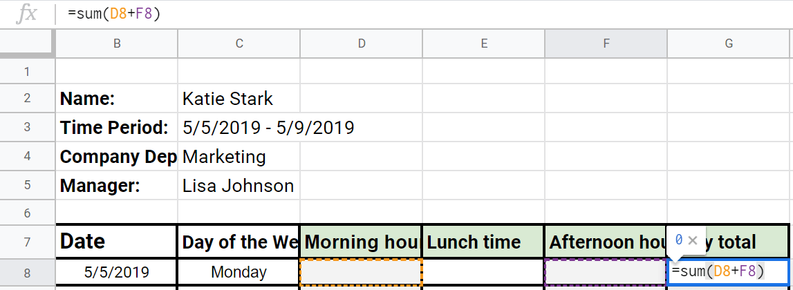 Excel Timesheet With Lunch Break Template Business Format