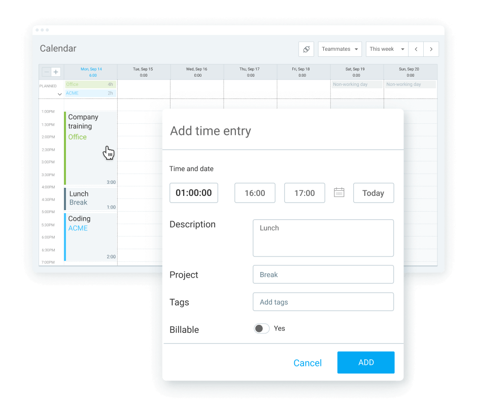 Calendar - Clockify Features