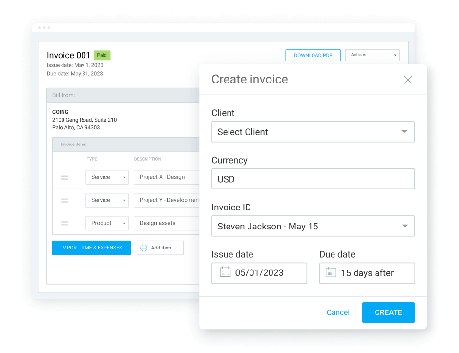 Invoicing - Clockify Features