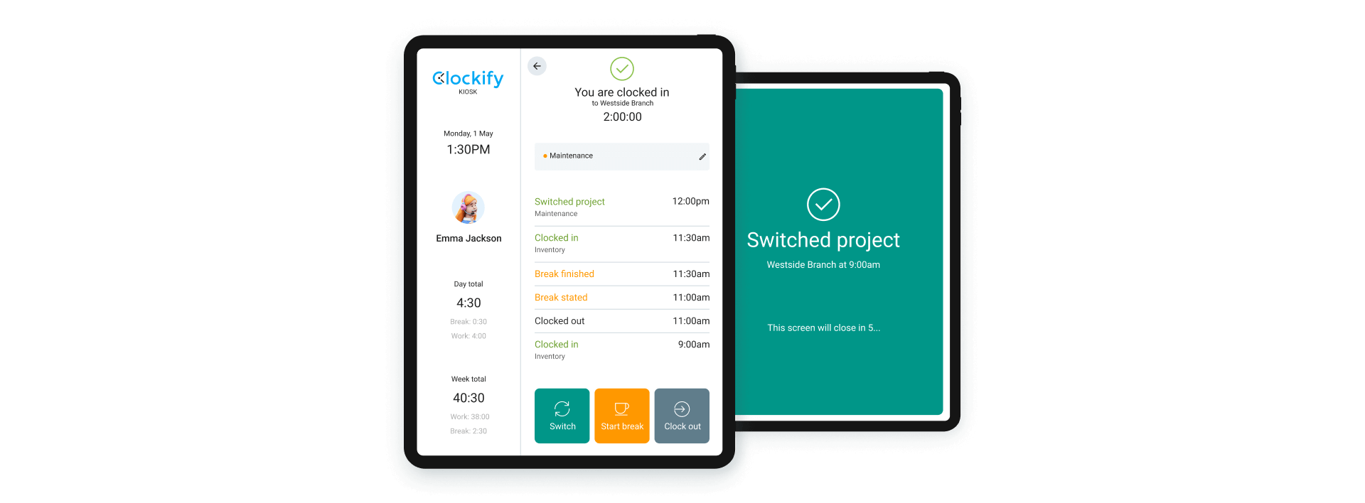 Kiosk - Clockify Features
