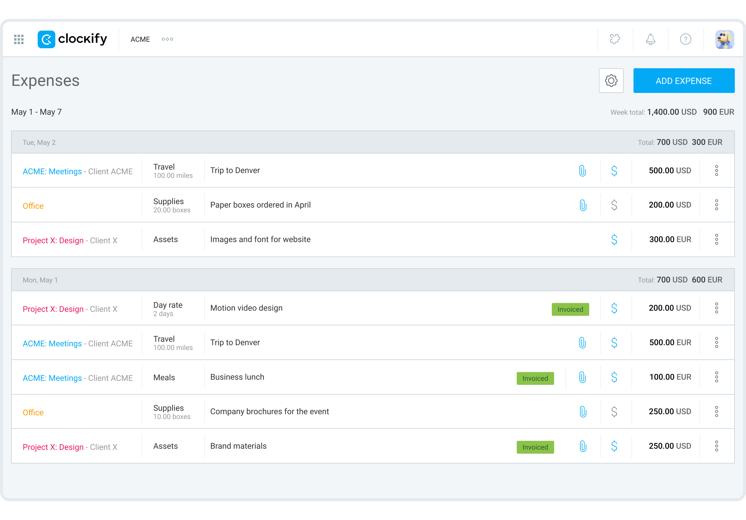 Expenses - Clockify Features