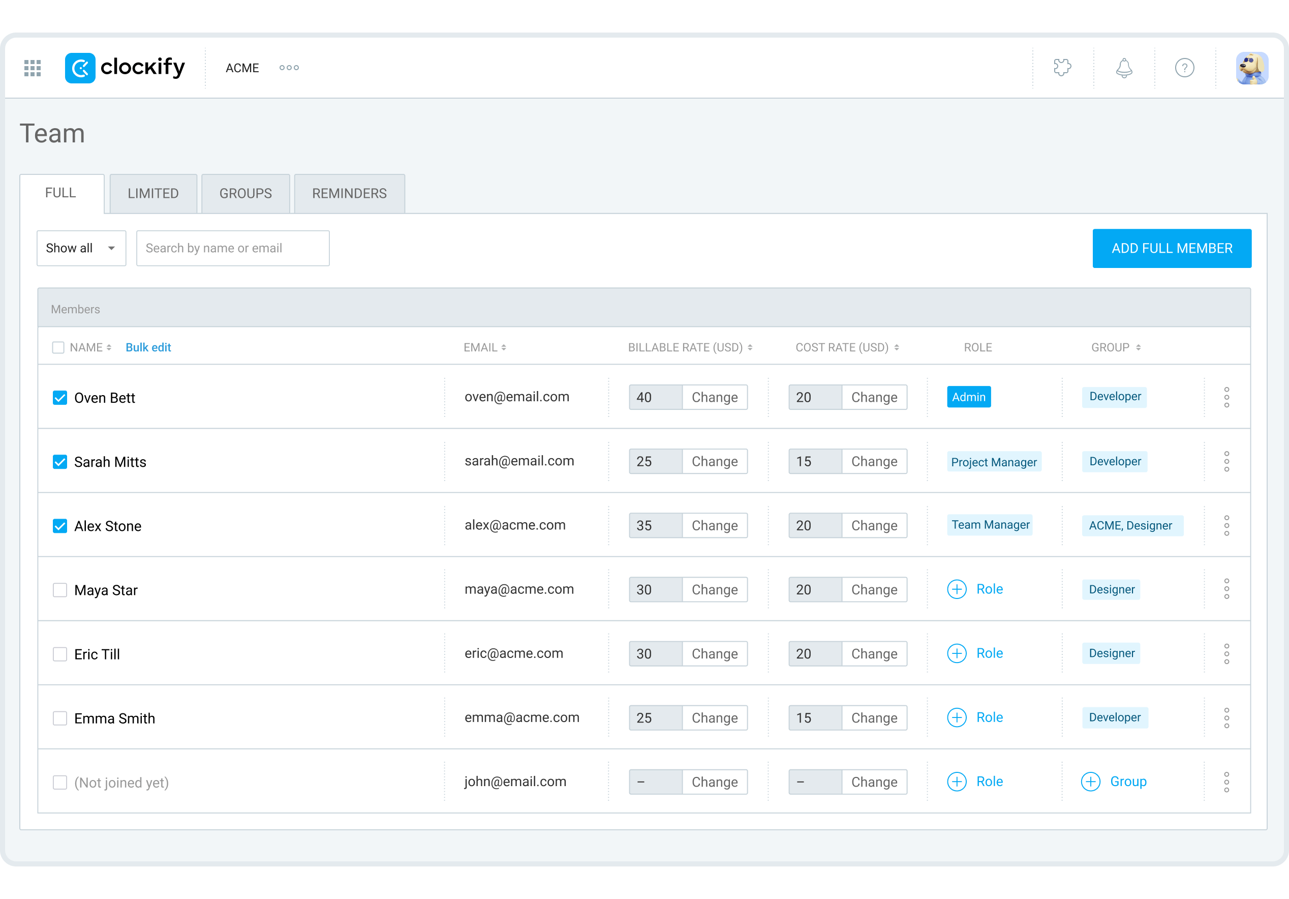 Team - Clockify Features