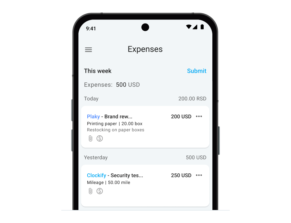 Expenses - Clockify Features