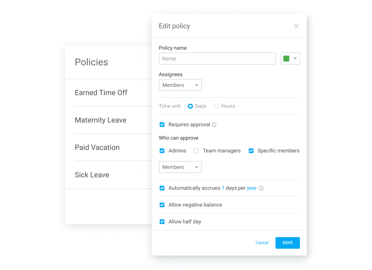 Time off - Clockify Features