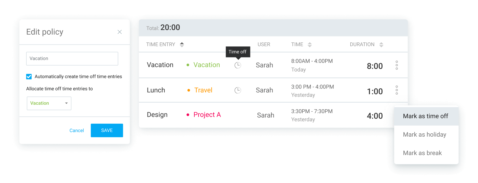 Time off - Clockify Features