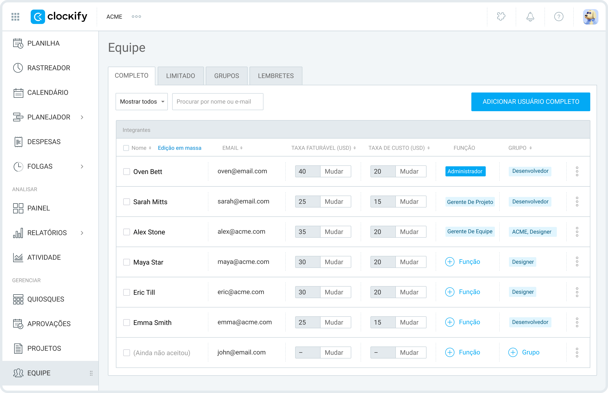 Clockify™ - Software de gerenciamento de tempo