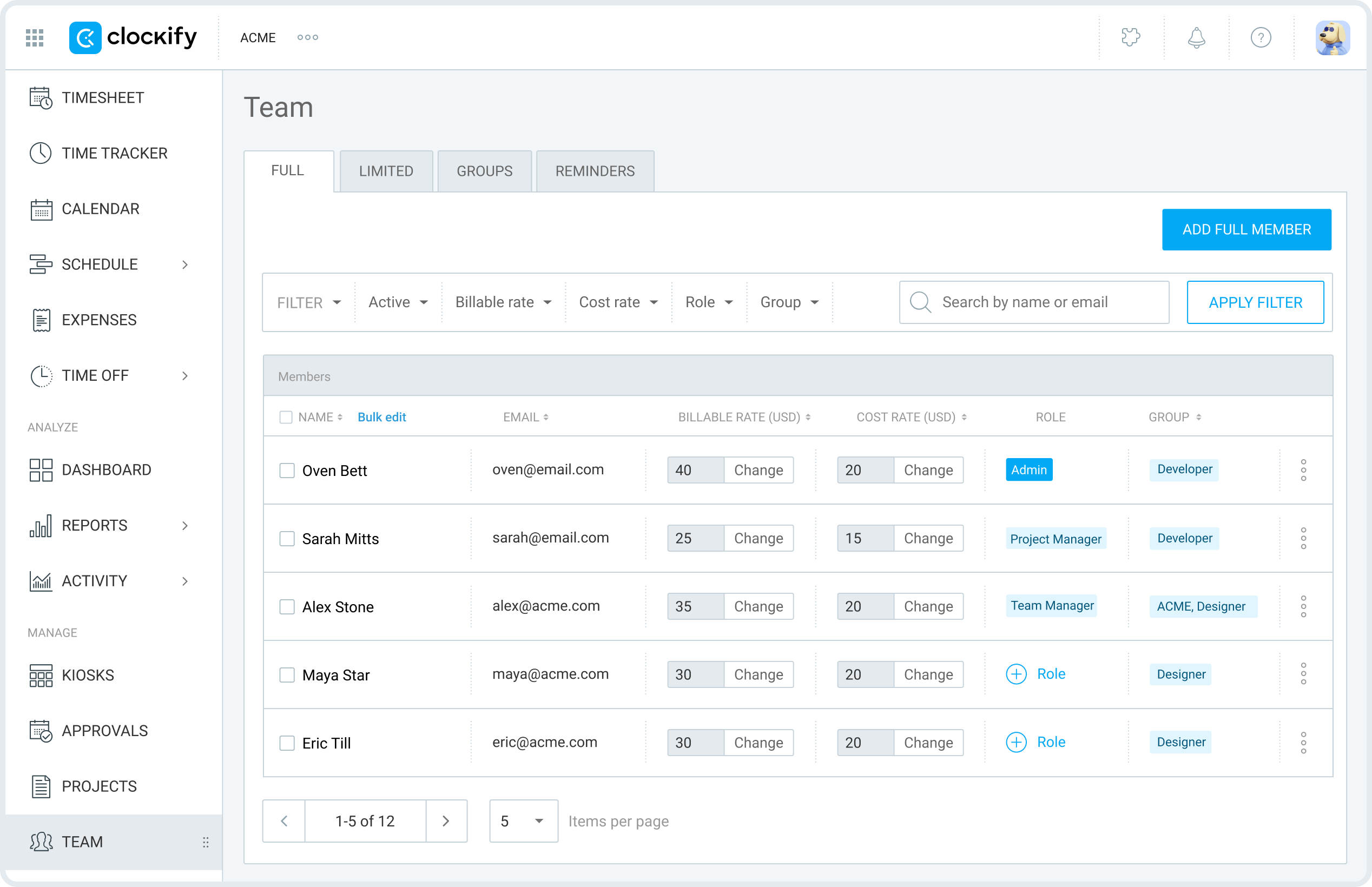 Software de cálculo de folha de pagamento - Clockify™