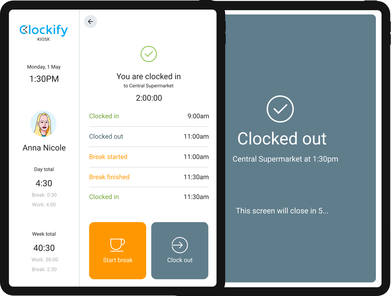 Supermarket Time Clock - Clockify™