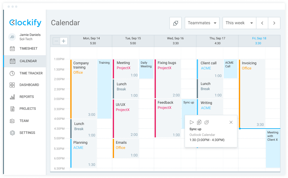 FREE Outlook Time Tracker Clockify 