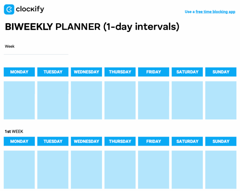 Free Time Blocking Templates (9 Printable Downloads)
