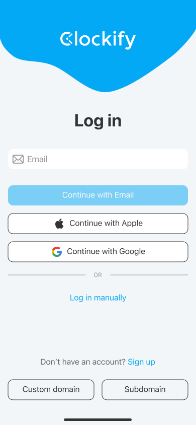 Aplicación Clockify para iOS
