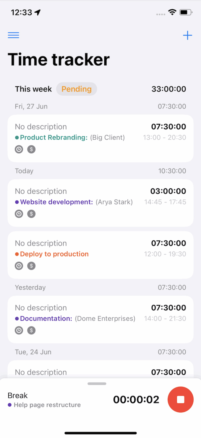 iOS app - Clockify Help