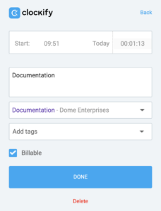 Extensión de navegador de Clockify