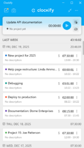 Aplicativo para Windows do Clockify