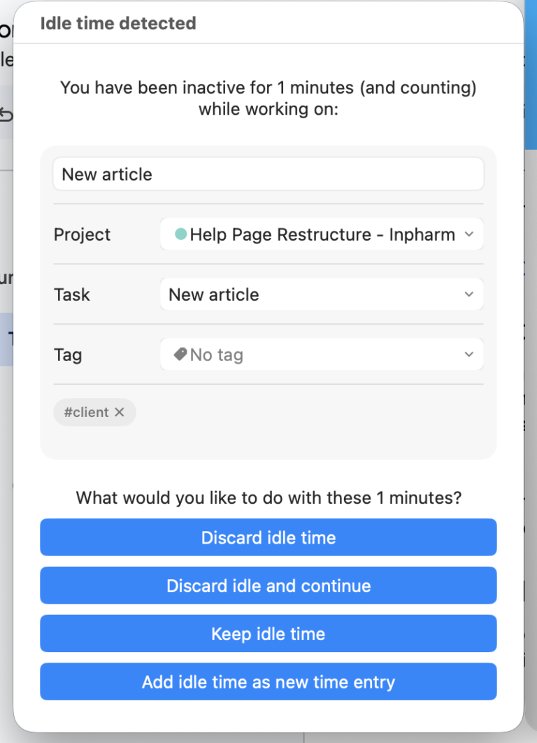 Pomodoro, idle detection, reminders - Clockify Help