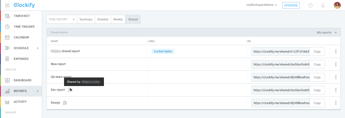 Sharing reports - Clockify Help