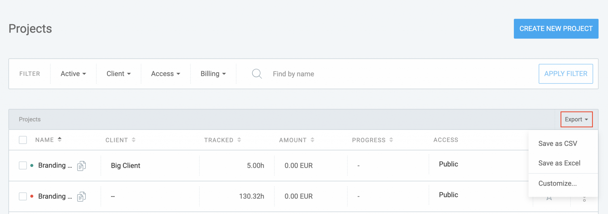 Export Projects Clockify Help