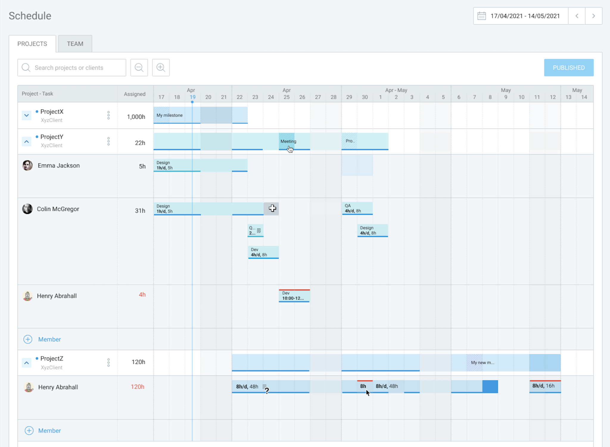Schedule projects - Clockify Help