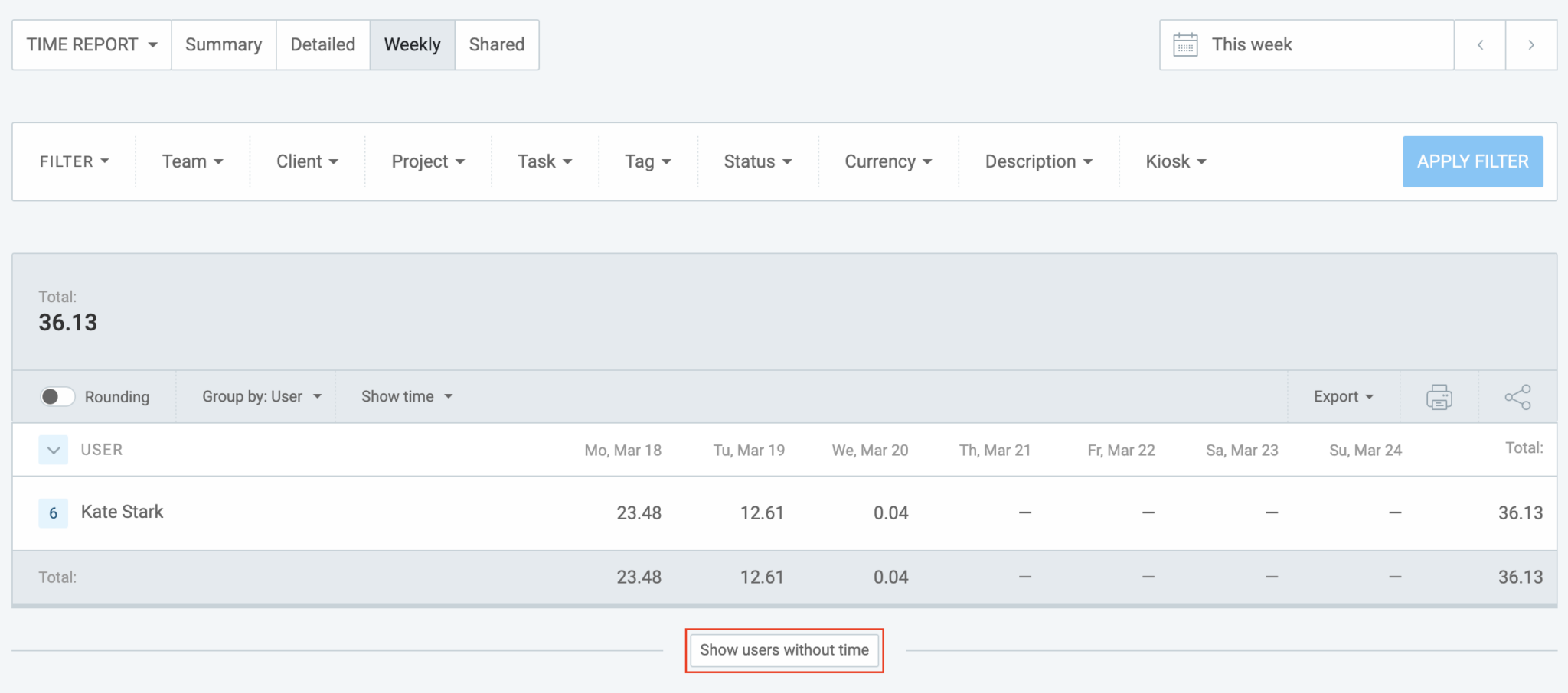 Weekly report - Clockify Help