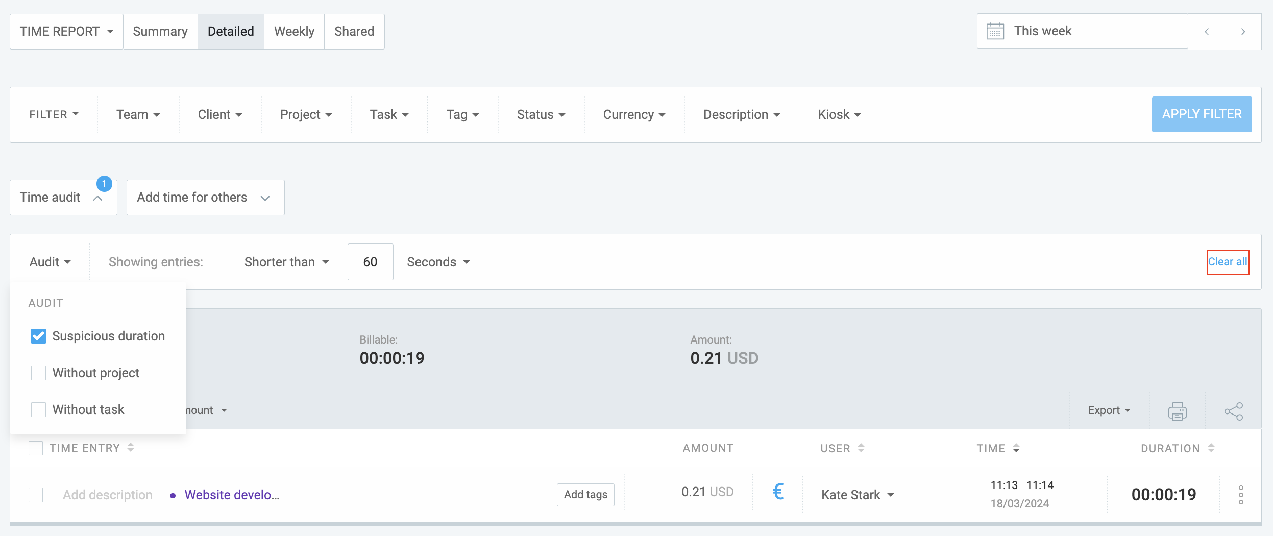Audit de temps - Clockify Centre d'aide