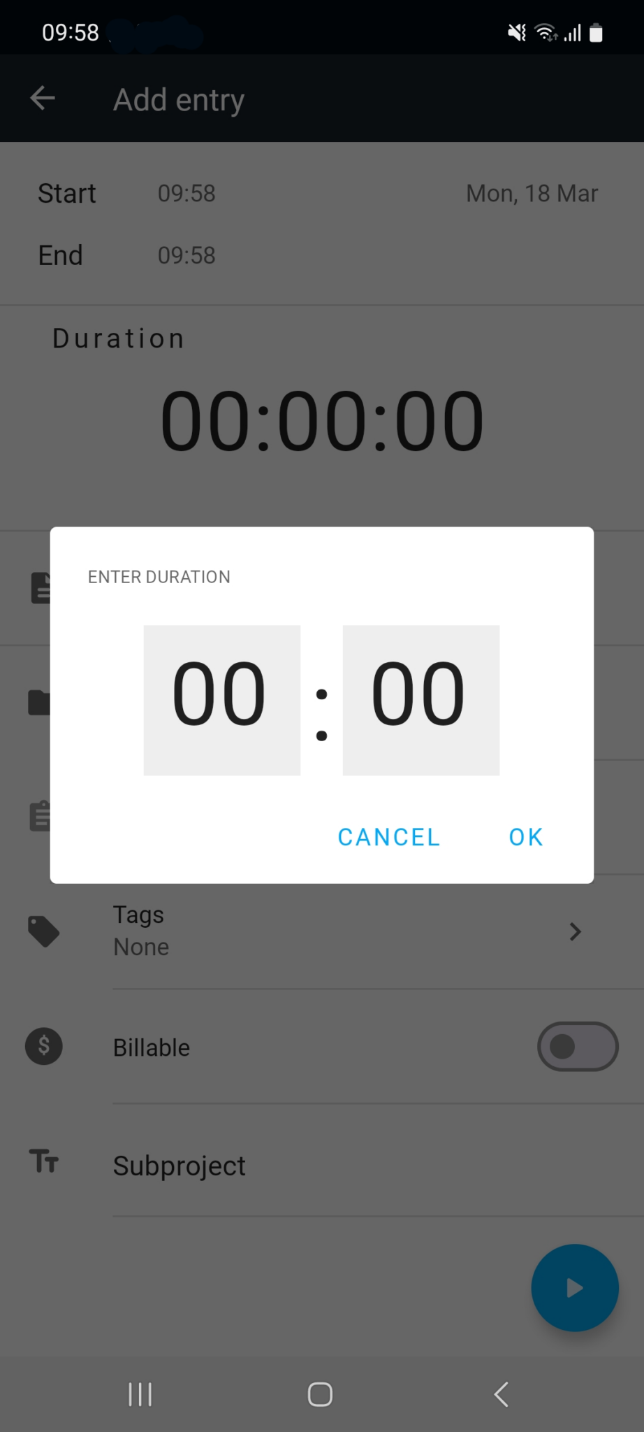 Aplicación Clockify para Android