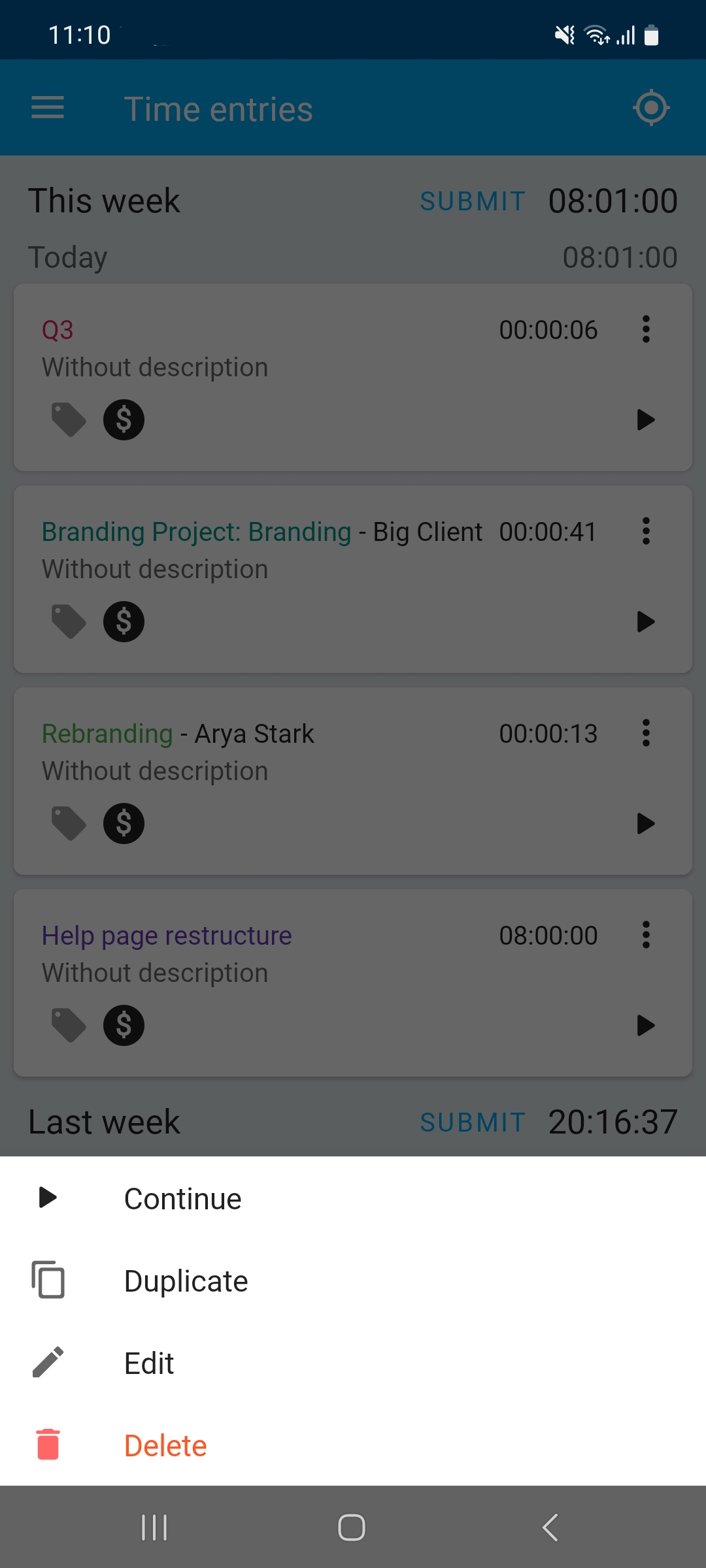 Aplicación Clockify Para Android