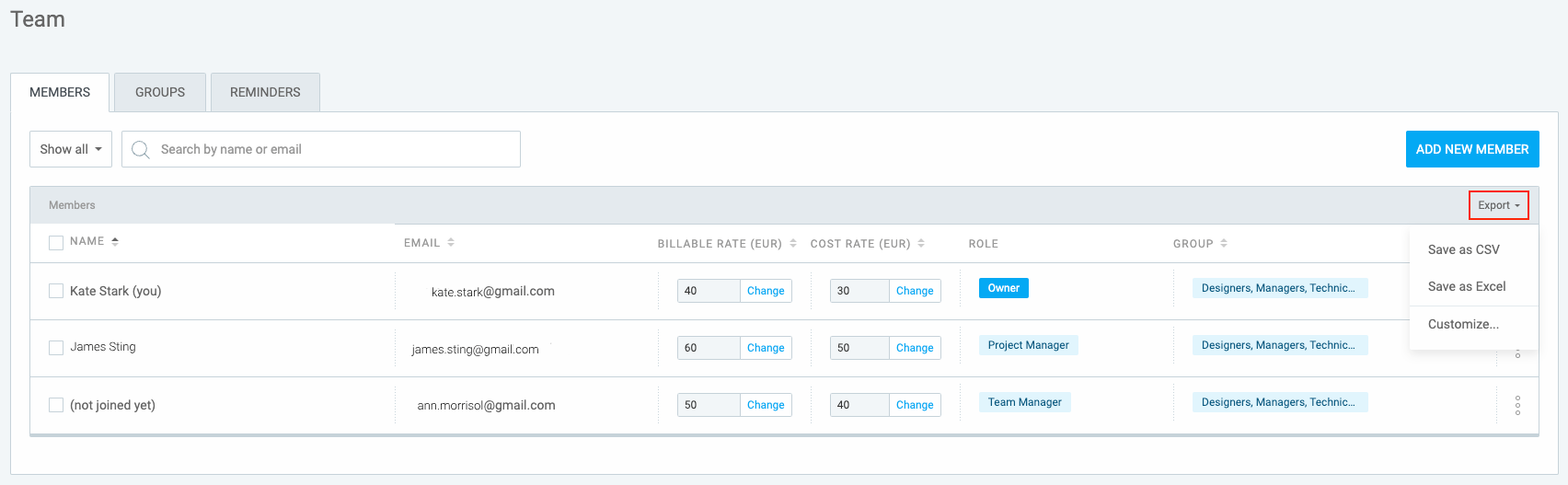 Export user info - Clockify Help