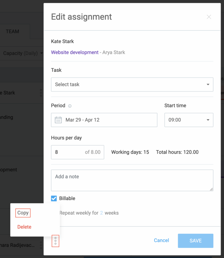 Manage scheduled team assignments - Clockify Help