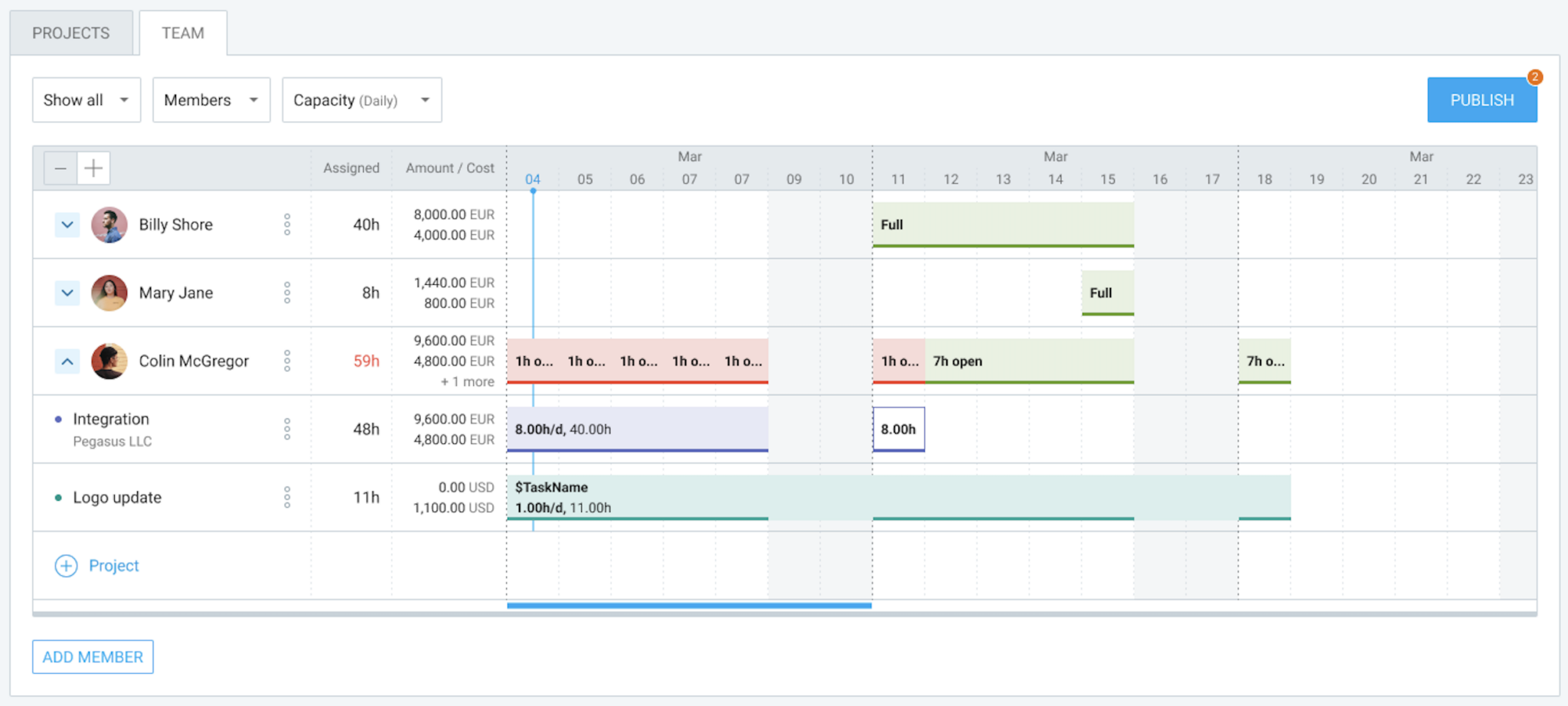 Manage scheduled team assignments - Clockify Help