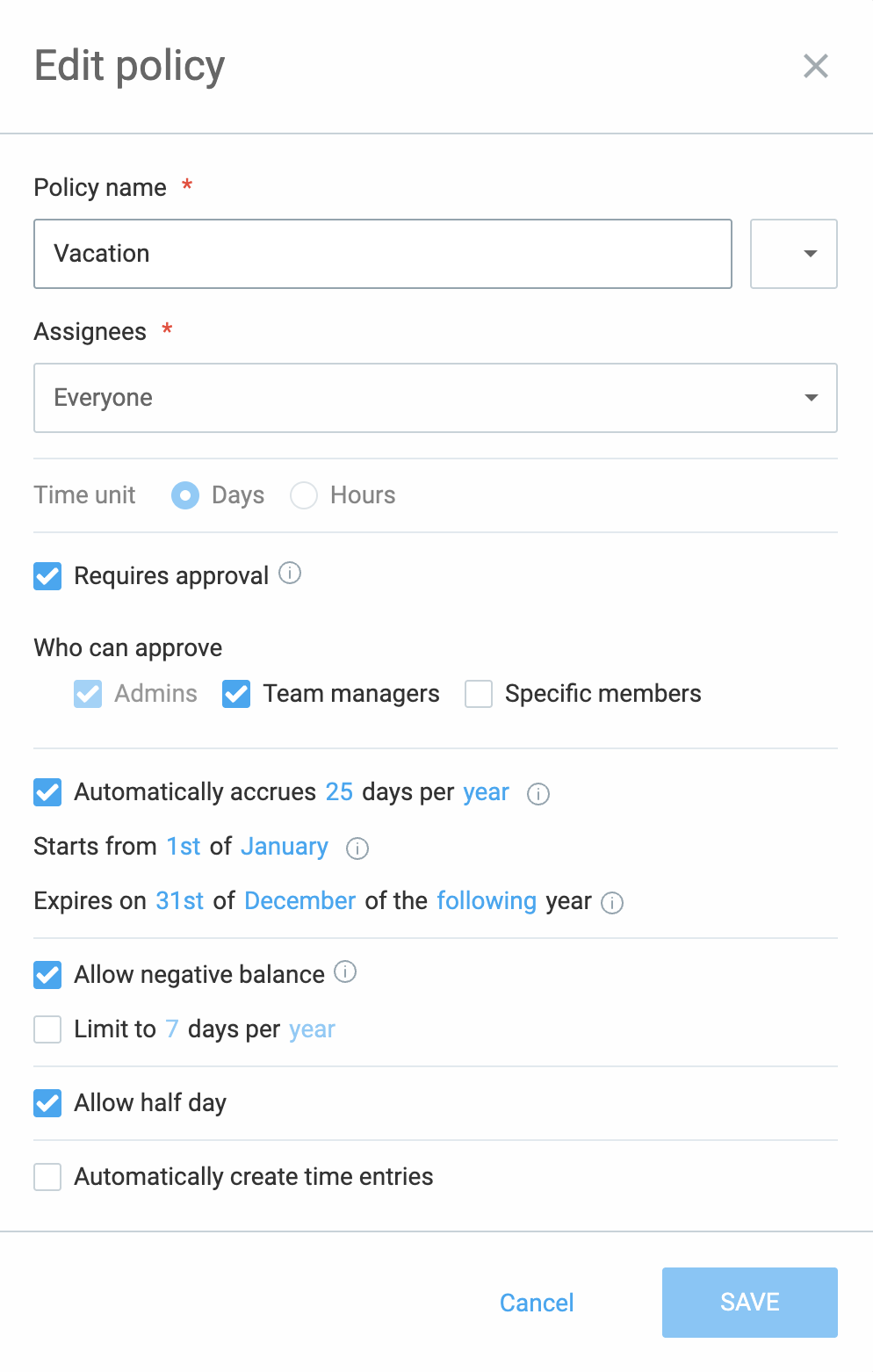 Manage non-working days - Clockify Help