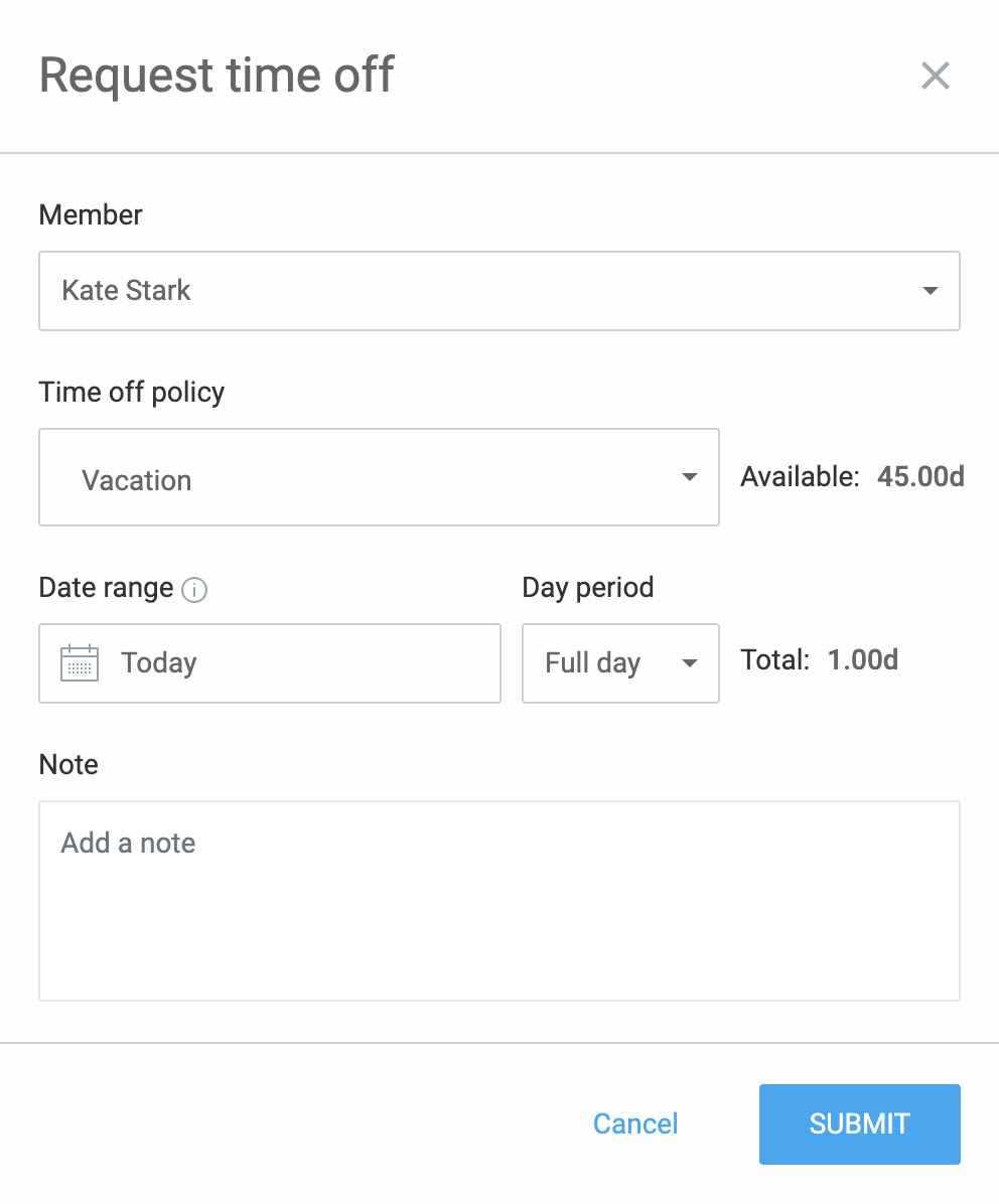Request time off - Clockify Help
