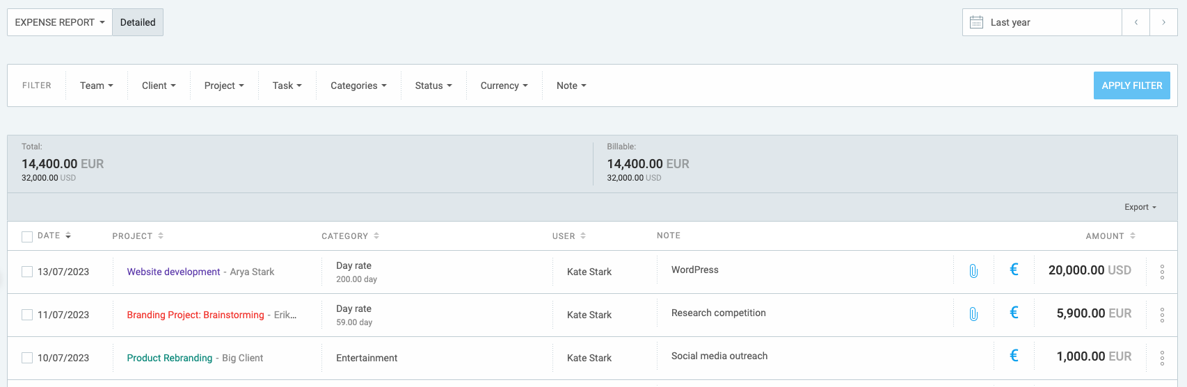 Expense report - Clockify Help