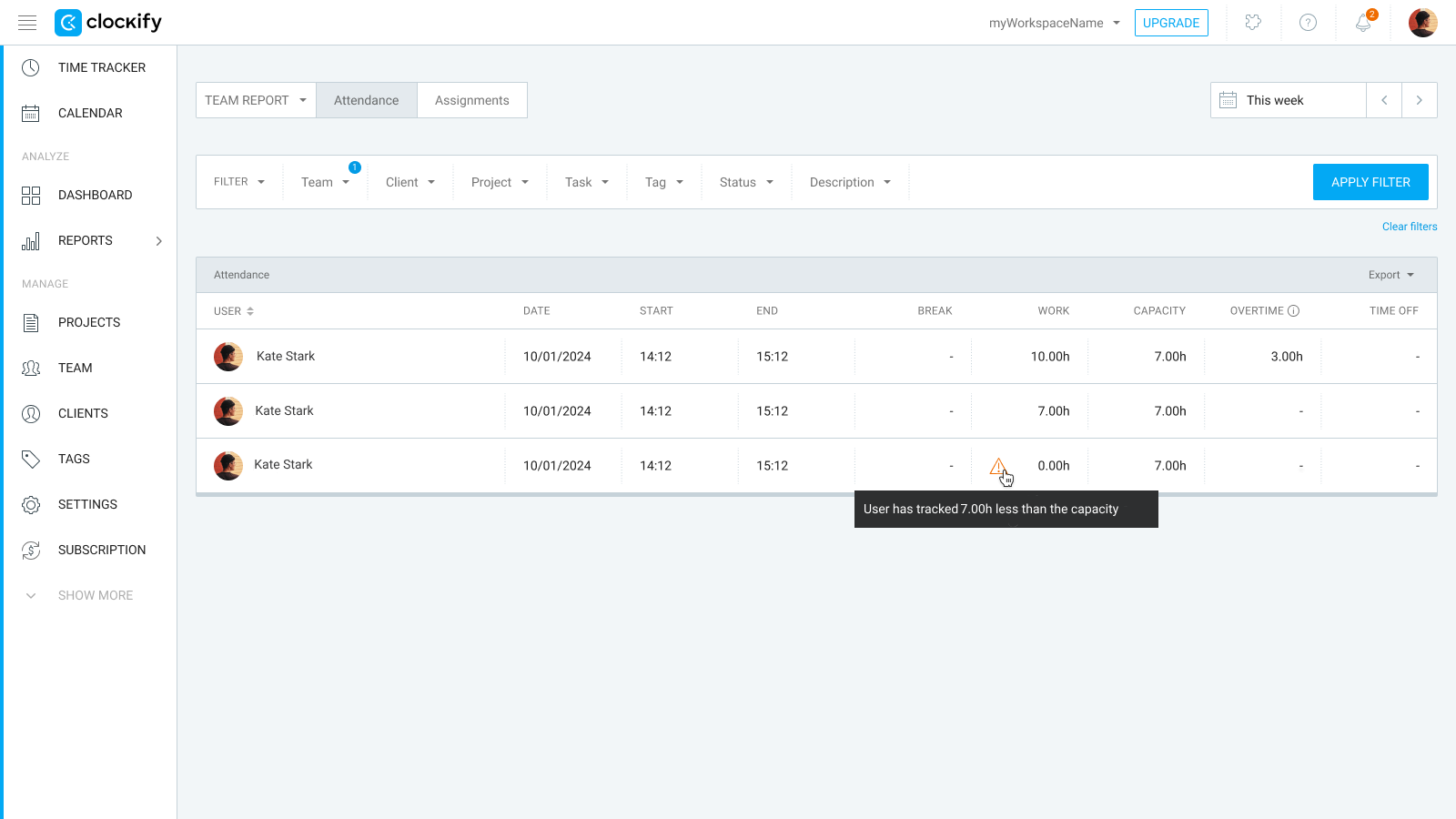 Attendance Report Clockify Help