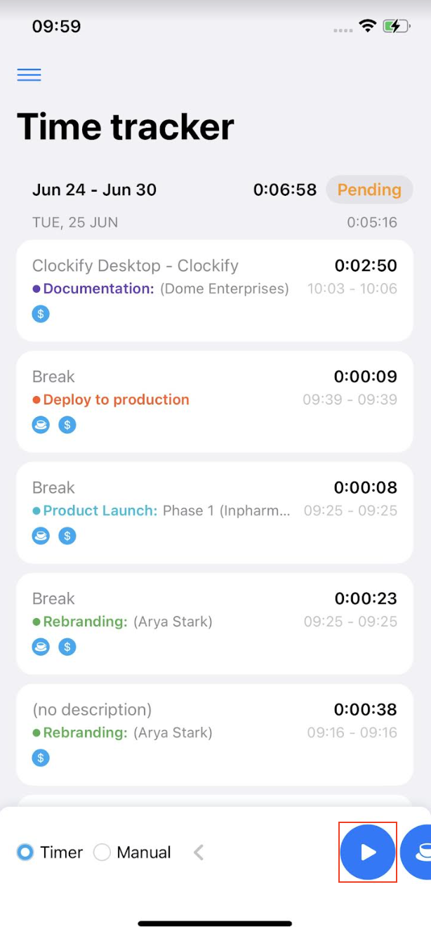 iOS app - Clockify Help