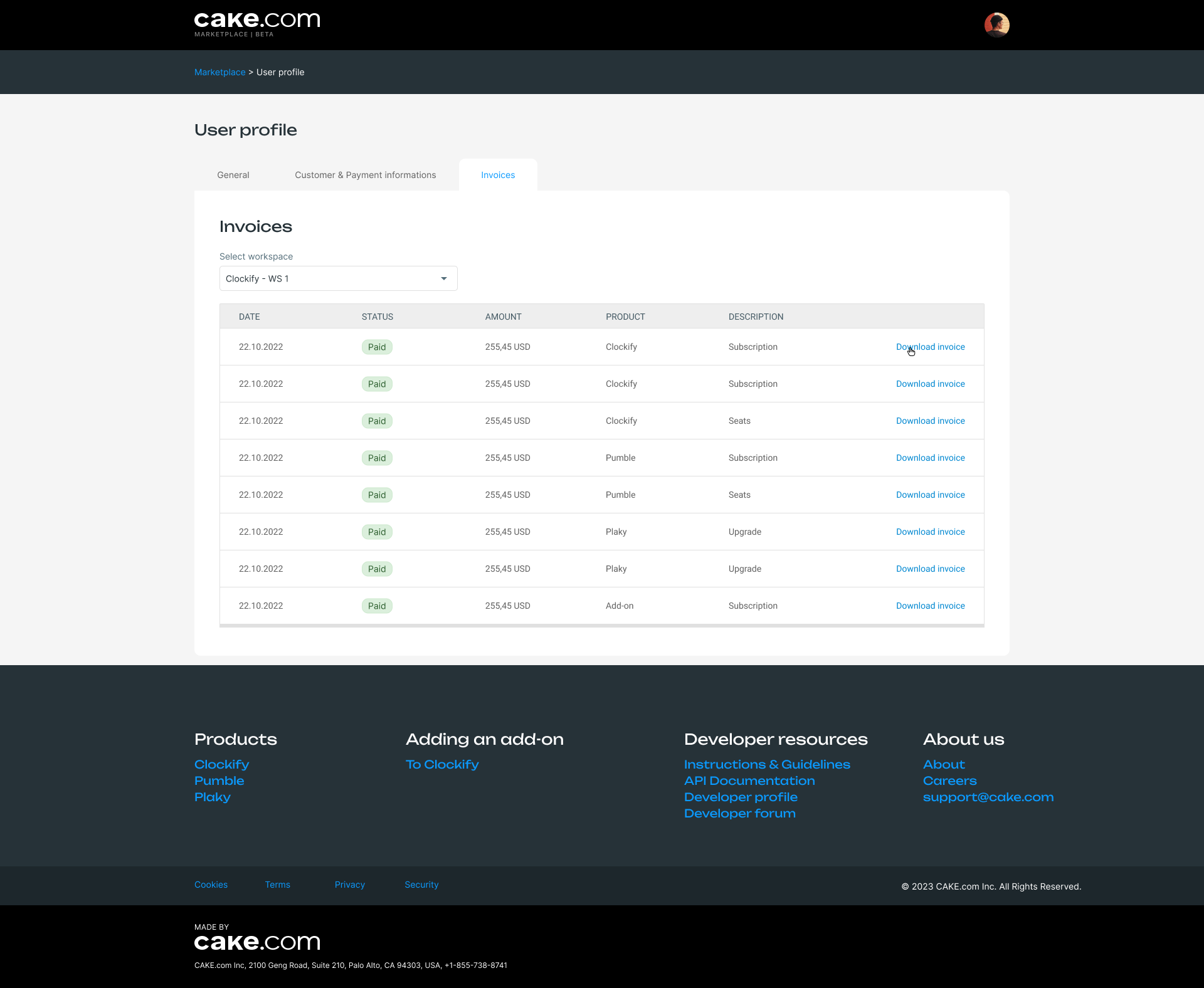 Manage your Marketplace account - Clockify Help