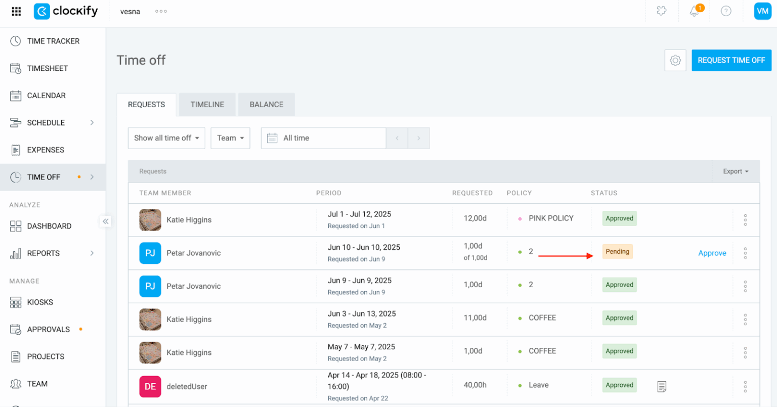 Time off entry issues - Clockify Help
