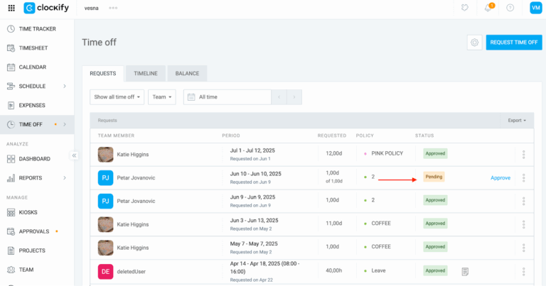 Time off entry issues - Clockify Help