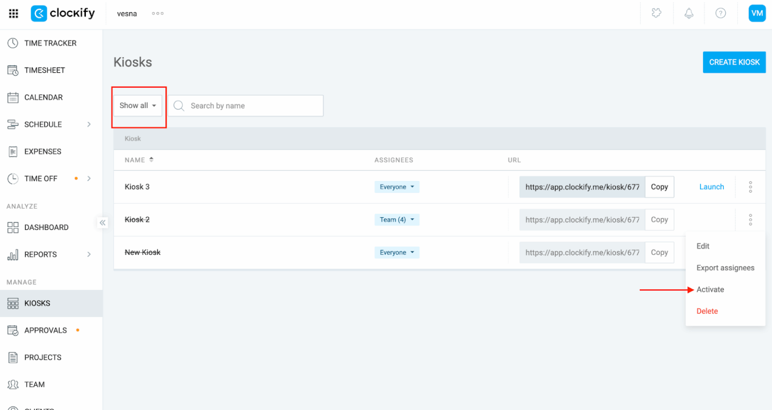 Kiosk URL is invalid - Clockify Help