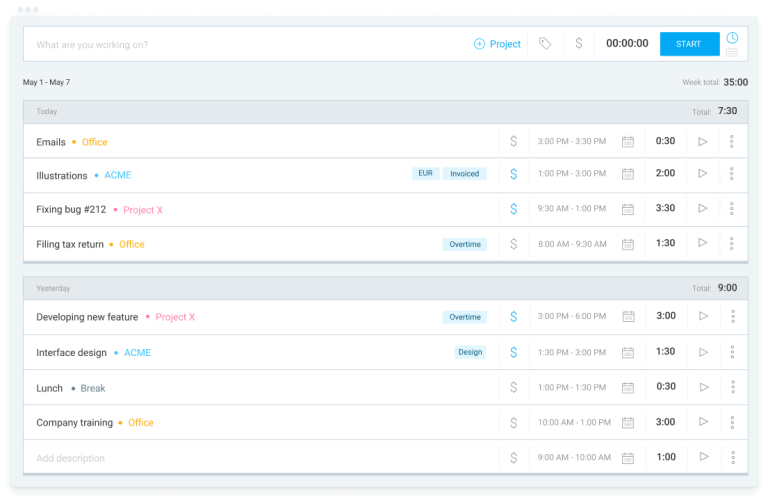 Project management in Clockify