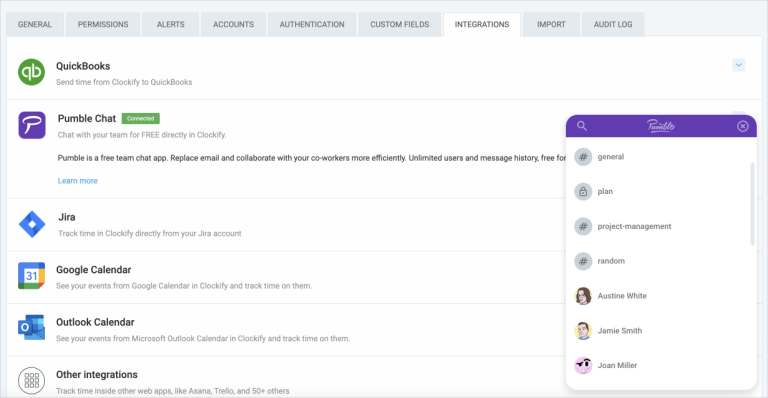 Project management in Clockify