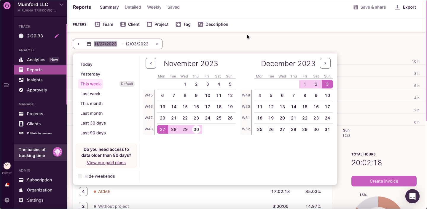 Switching from Toggl to Clockify