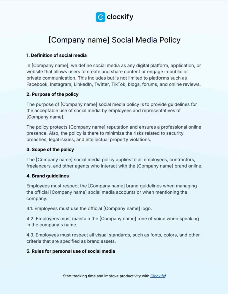 Detailed Social Media Policy Guideline (+ Free Template)